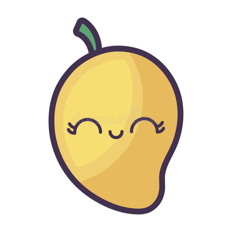 Mango Fruit Kawaii Character Stock Illustration - Illustration of food ...