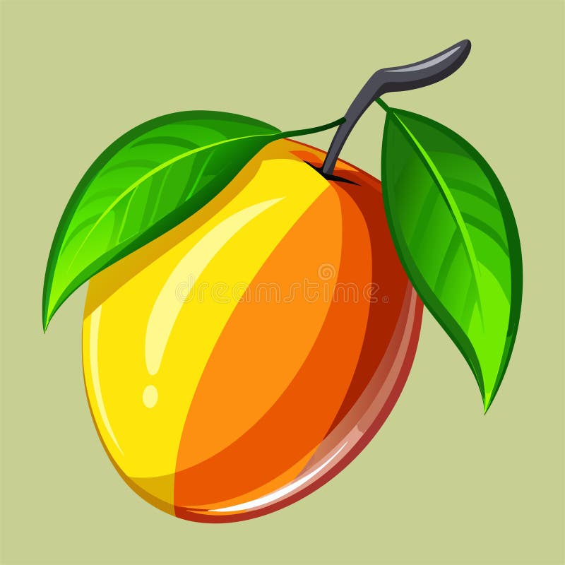 Mango Fruit Leaf Cartoon Style Icon Vector Illustration Cartoon Stock ...