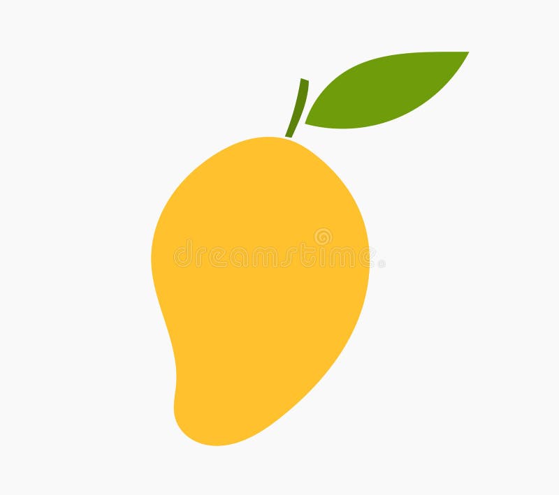 Mango Fruit with Leaf Symbol Icon Stock Vector - Illustration of exotic ...