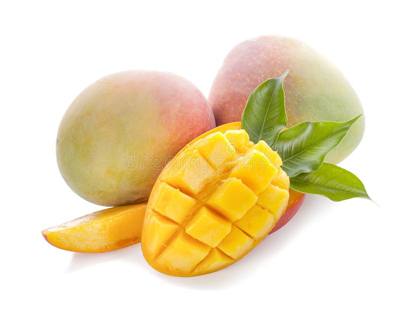 Mango Fruit with Mango Cubes and Slices an Isolated on a White ...
