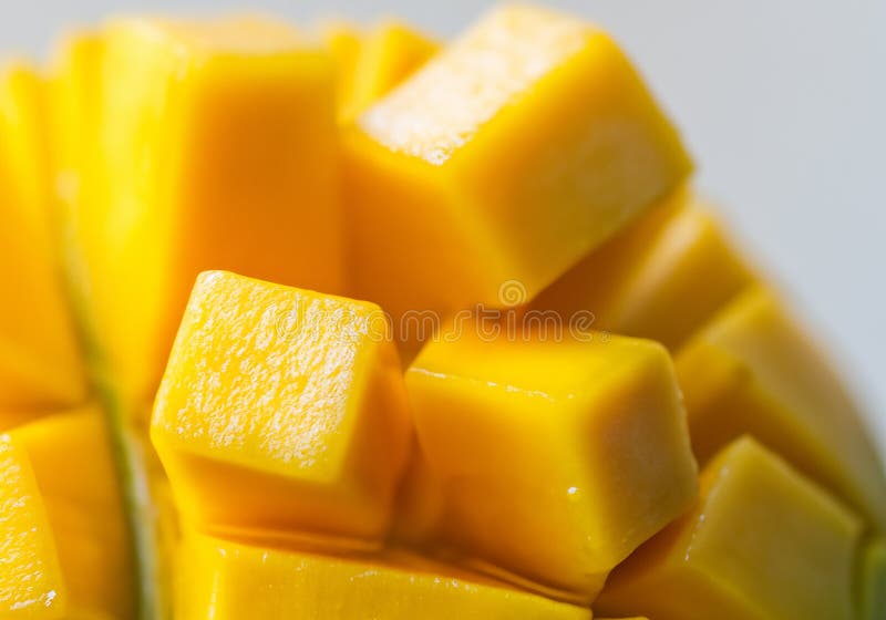 Mango Fruit and Mango Cubes Stock Illustration - Illustration of green ...