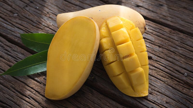 Mango Fruit on Old Wooden Table Stock Photo - Image of summer, mango ...