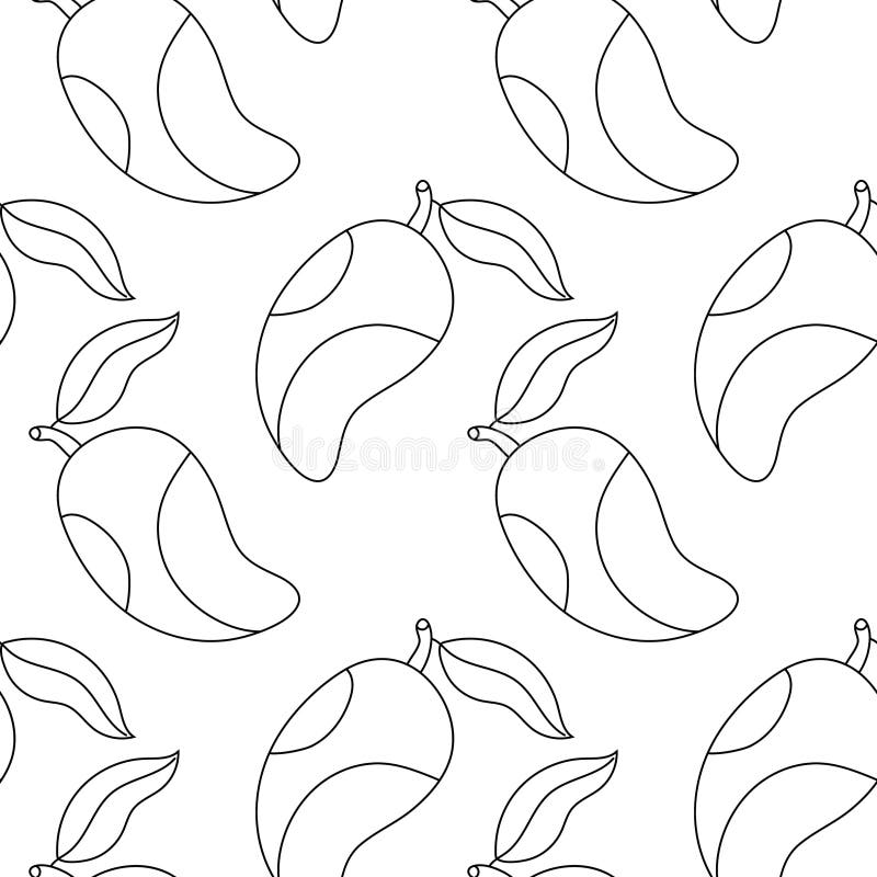 Mango Fruit Pattern with Leaves on a White Background for Creative ...