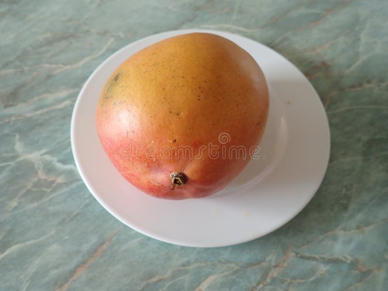 Mango fruit on a plate stock image. Image of detail - 177236561