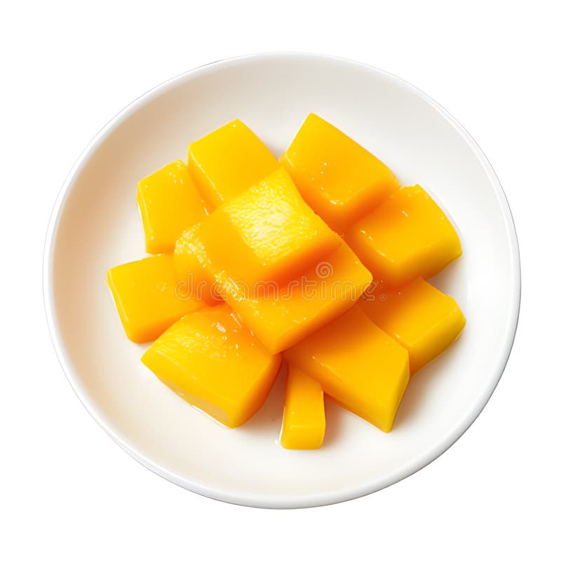 Mango Fruit Slices on Plate Isolated on White Background, Ai Generated ...
