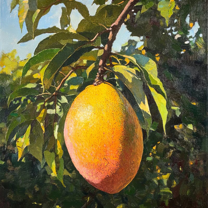 Mango Fruit on the Tree. Illustration. Digital Painting Stock ...