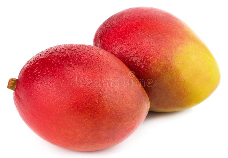Mango Fruit with Mango Cubes and Slices. Isolated on a White Background ...
