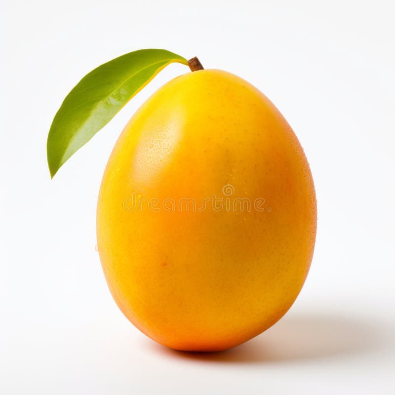Mango Fruit. Whole Yellow Mango with Leaf Isolated Stock Image ...
