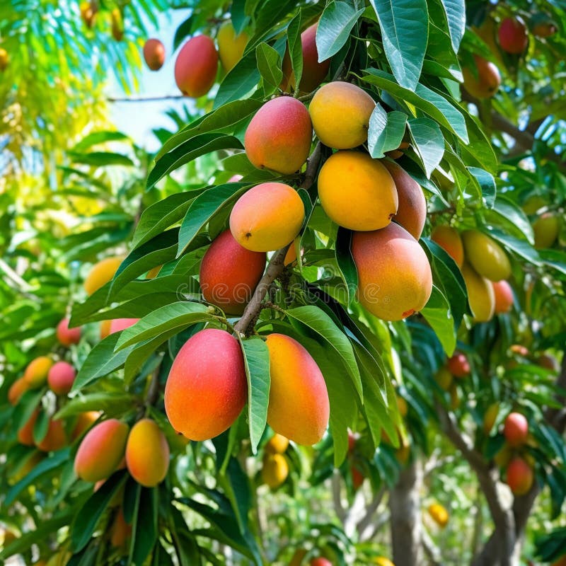 Mango Garden on Trees. Generative Ai, Stock Illustration - Illustration ...