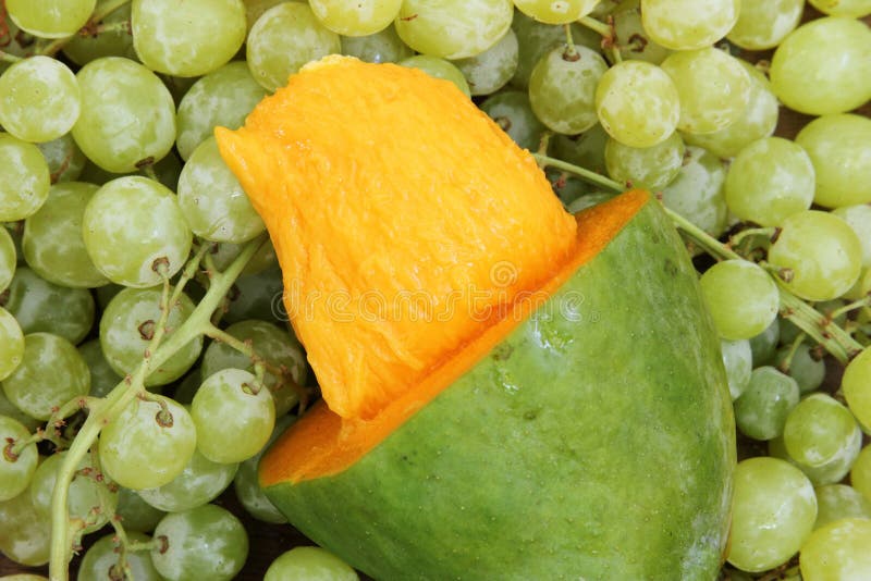 Mango with green grape stock photo. Image of freshness - 73462426