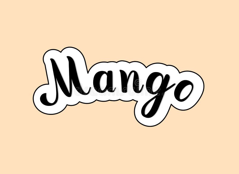 Mango. Handwritten Calligraphic Text with White and Black Stroke on ...
