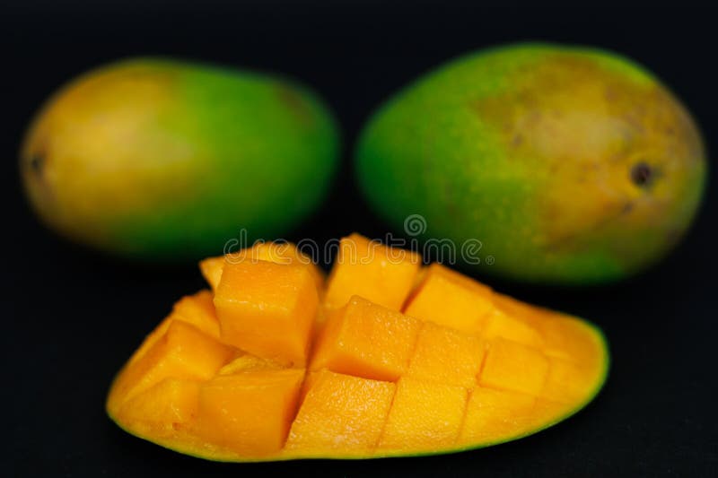 Mango Harumanis Slice Isolated on Black. Selective Focus Stock Image ...
