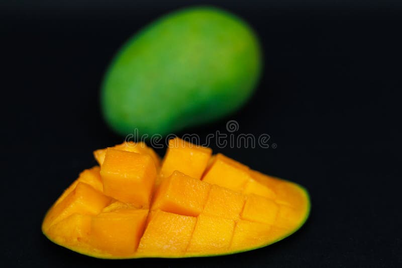 Mango Harumanis Slice Isolated on Black. Selective Focus Stock Image ...