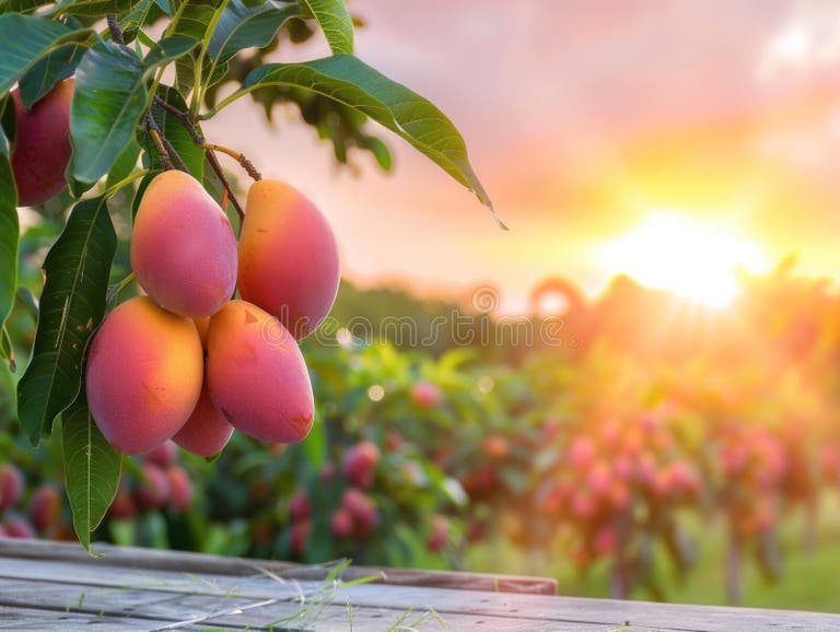 Mango Harvest at Sunset stock photo. Image of summer - 366373340