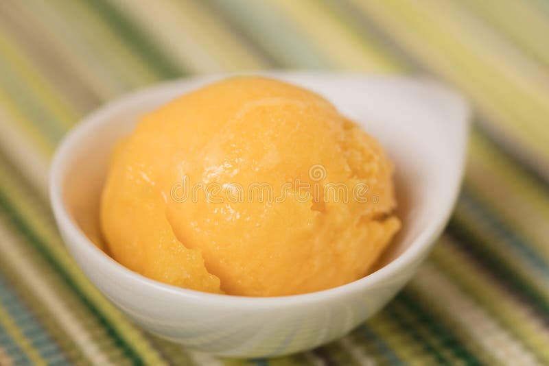 Mango Ice Cream Ball or Mango Sorbet Stock Image - Image of scoop ...