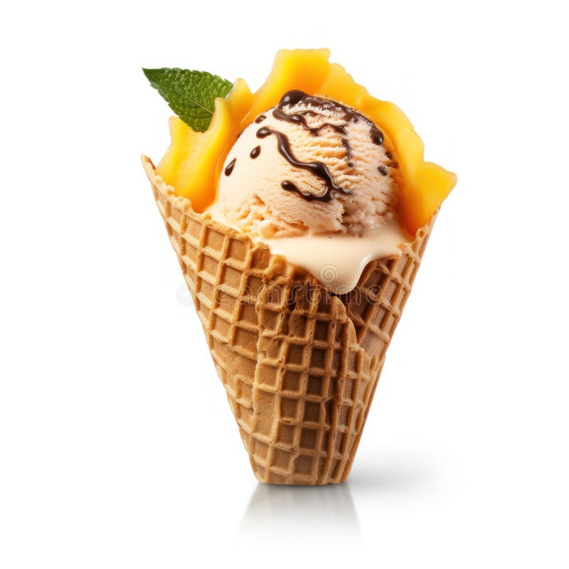 Mango Ice Cream Cone Isolated Transparent Background Stock Photos ...
