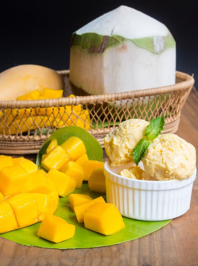 Mango Ice Cream Homemade Recipe Stock Image - Image of bakery, mellow ...