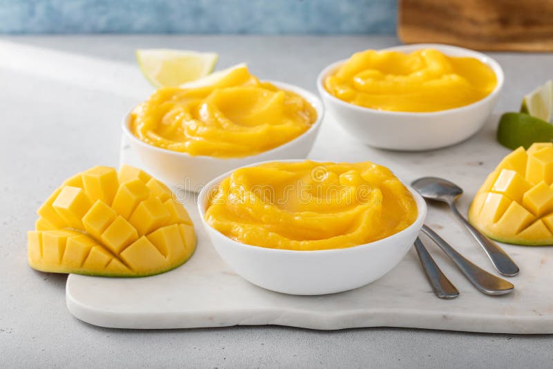 Mango Ice Cream or Nice Cream, Blended Frozen Mango Dessert Stock Photo ...