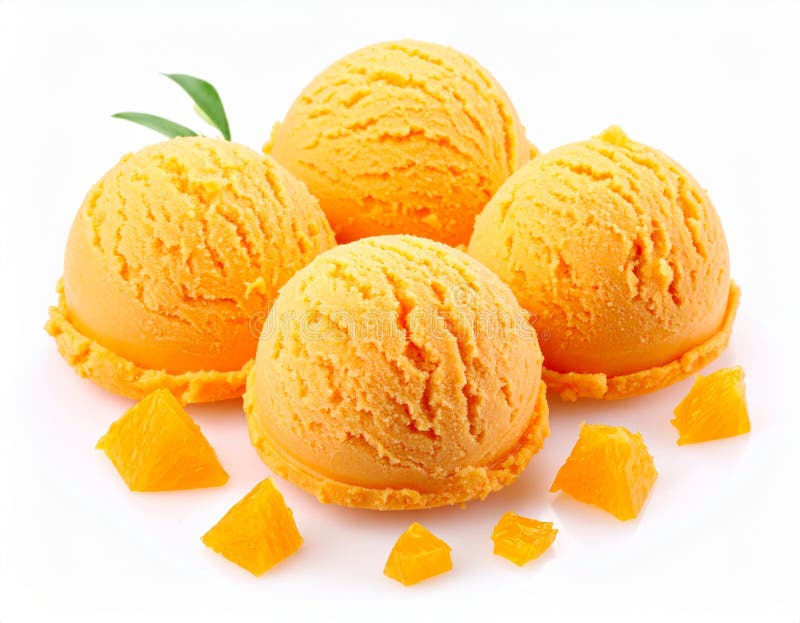 Mango Ice Cream Scoops stock illustration. Illustration of dessert ...
