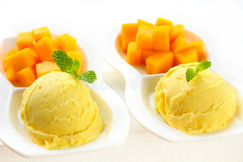 Mango ice cream. stock image. Image of cream, mint, sweed - 54264681