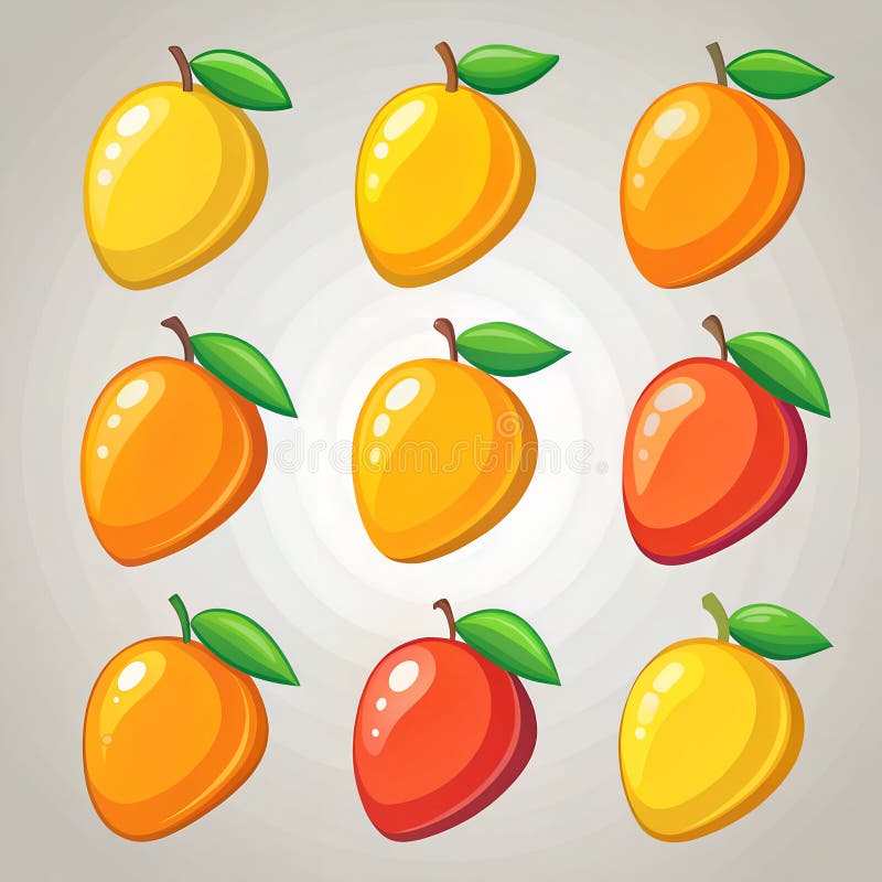 Mango Icon Set in Flat Vector Style Stock Illustration - Illustration ...