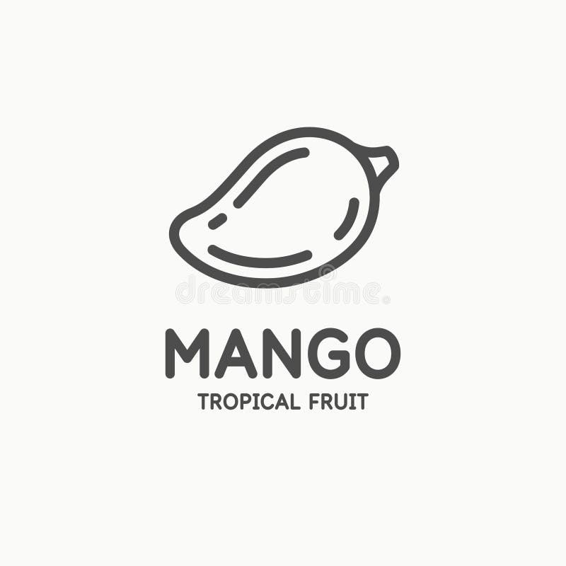 Mango Illustration in Linear Flat Style. Isolated Image on a Light ...
