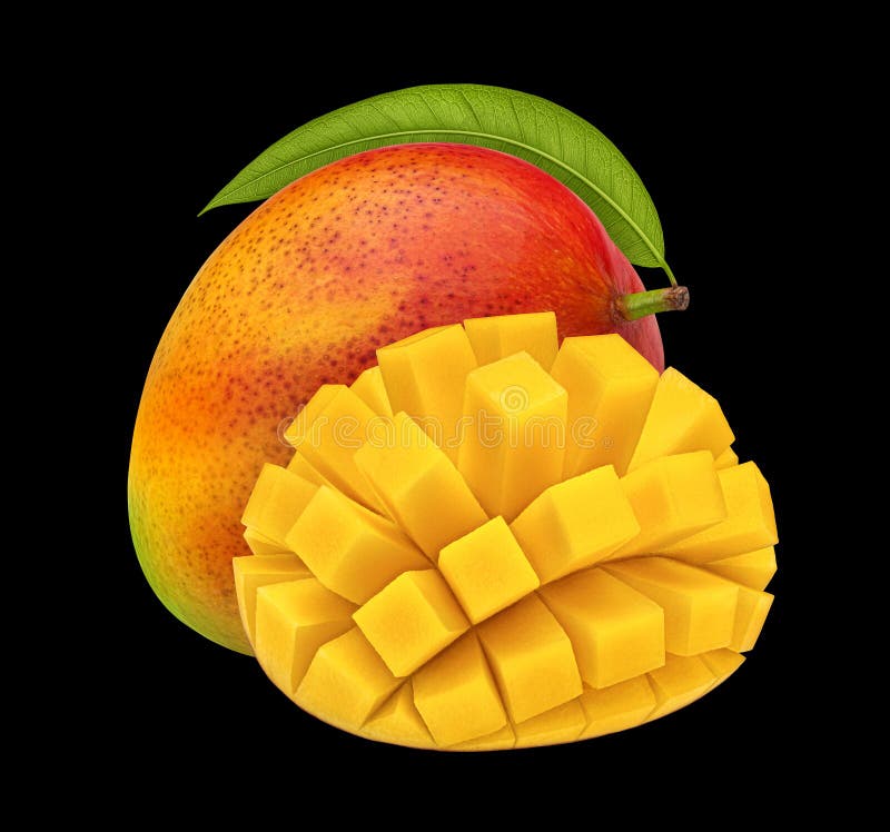 Mango Isolated on Black Background Stock Image - Image of closeup ...