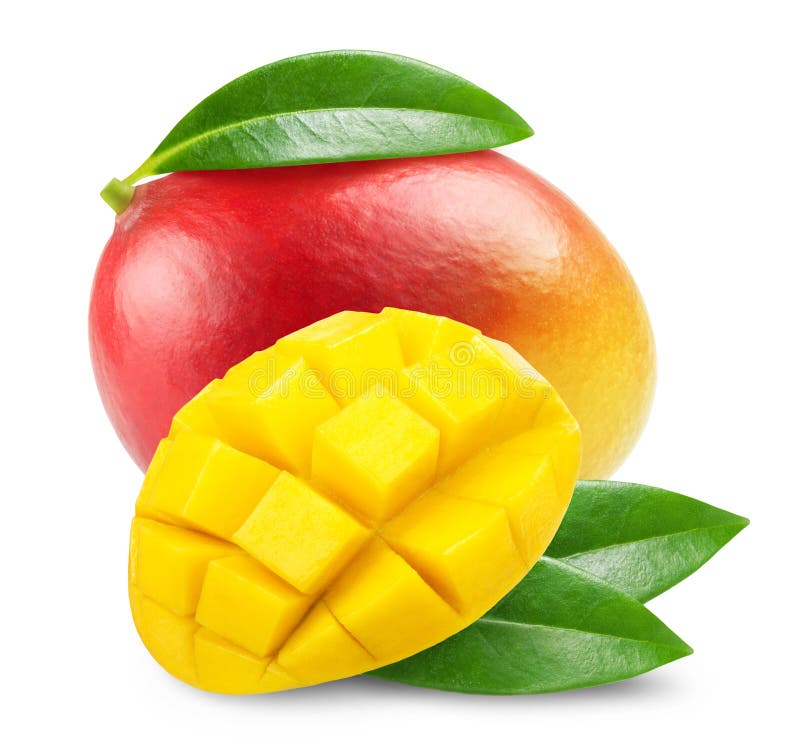 Mango Isolated. Ripe Red Mango and Two Mango Slices on a White ...