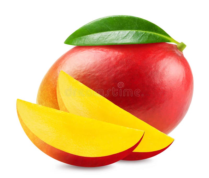 Mango Isolated. Ripe Red Mango and Two Mango Slices on a White ...