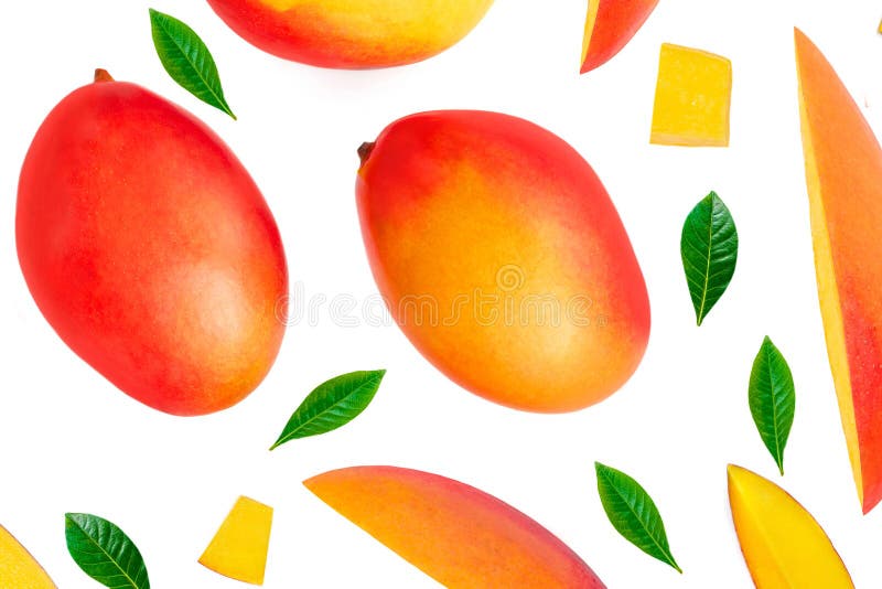 Mango Isolated on the White Background. Pile of Fresh Tropical Mangoes ...