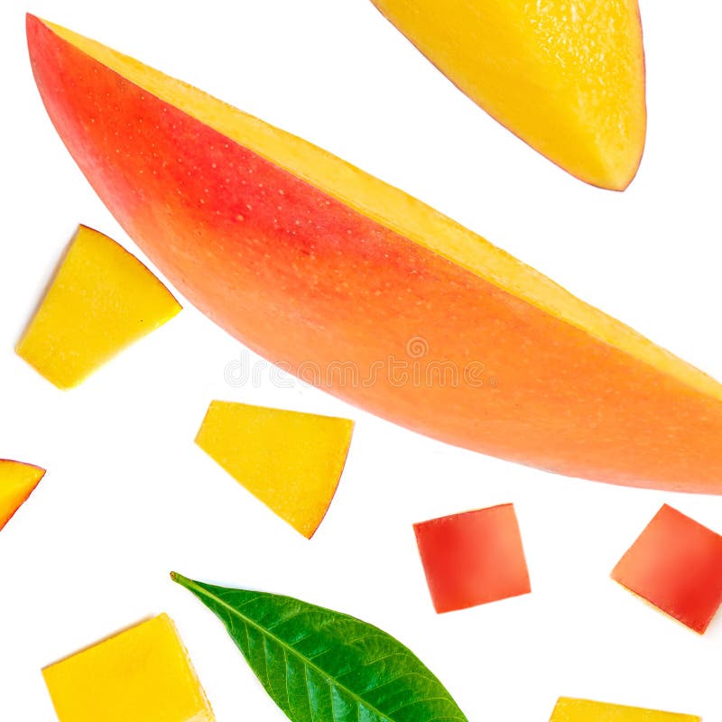Mango Isolated on the White Background. Pile of Fresh Tropical Mangoes ...