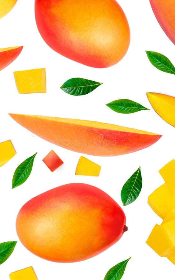 Mango Isolated on the White Background. Pile of Fresh Tropical Mangoes ...