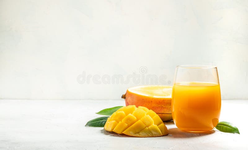 Mango Juice Fresh Fruits Light Background Long Banner Format Stock ...