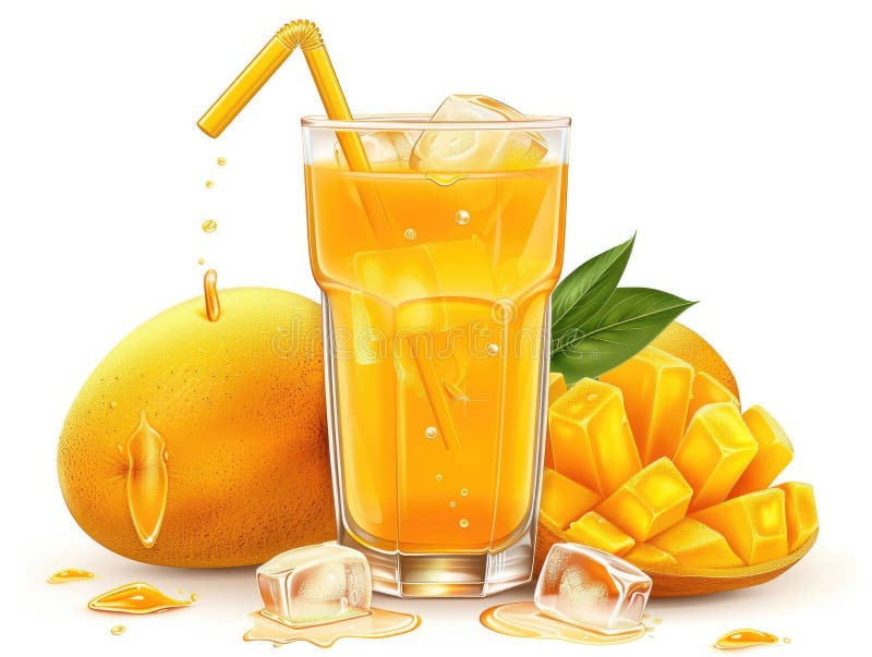 Mango, Juice in a Glass, Illustration Stock Illustration - Illustration ...