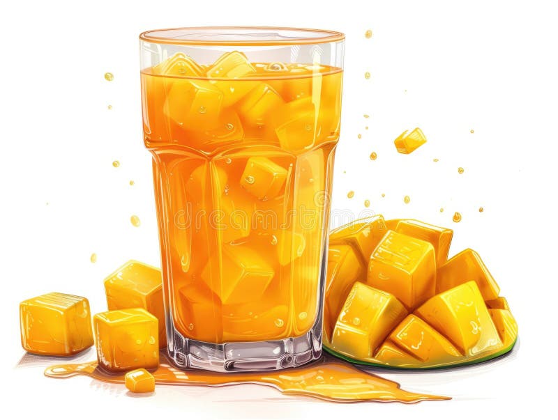 Mango, Juice in a Glass, Illustration Stock Illustration - Illustration ...