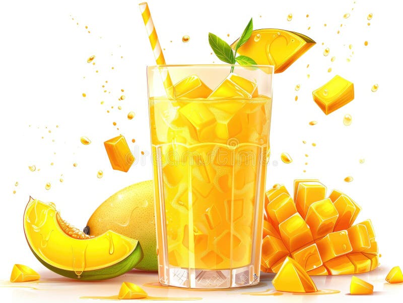 Mango, Juice in a Glass, Illustration Stock Illustration - Illustration ...