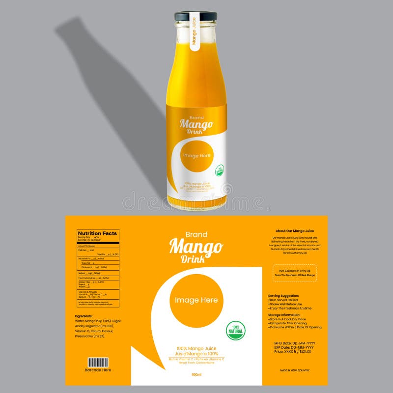 Mango Juice Label Template stock vector. Illustration of minimalist ...