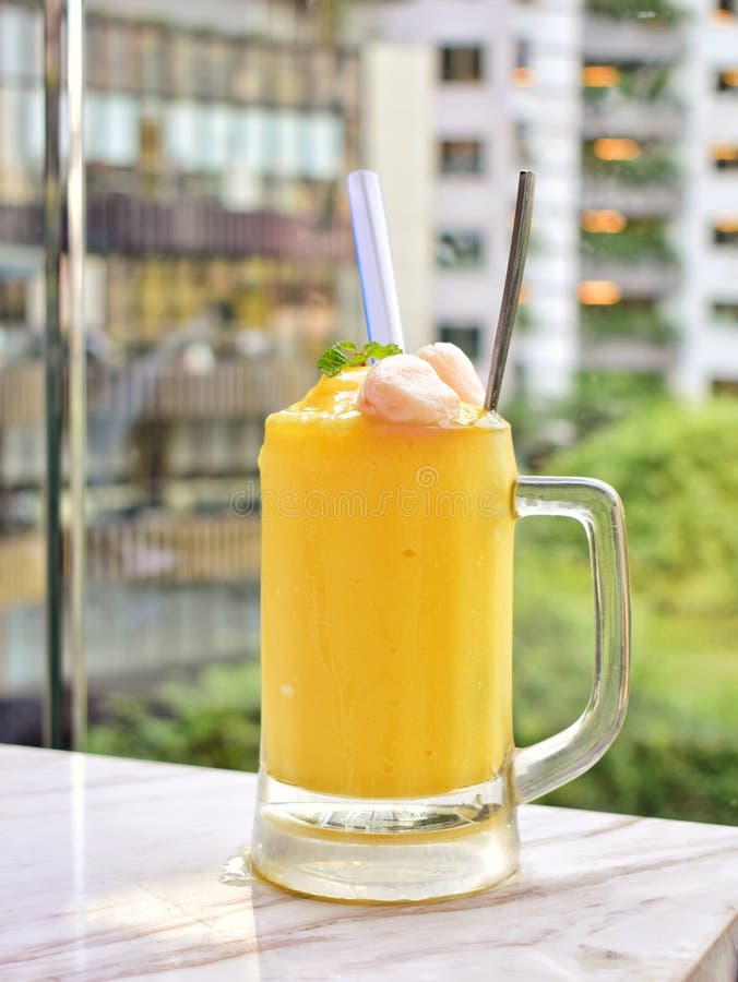 Mango Juice with Lychee As Topping Stock Image - Image of freshness ...
