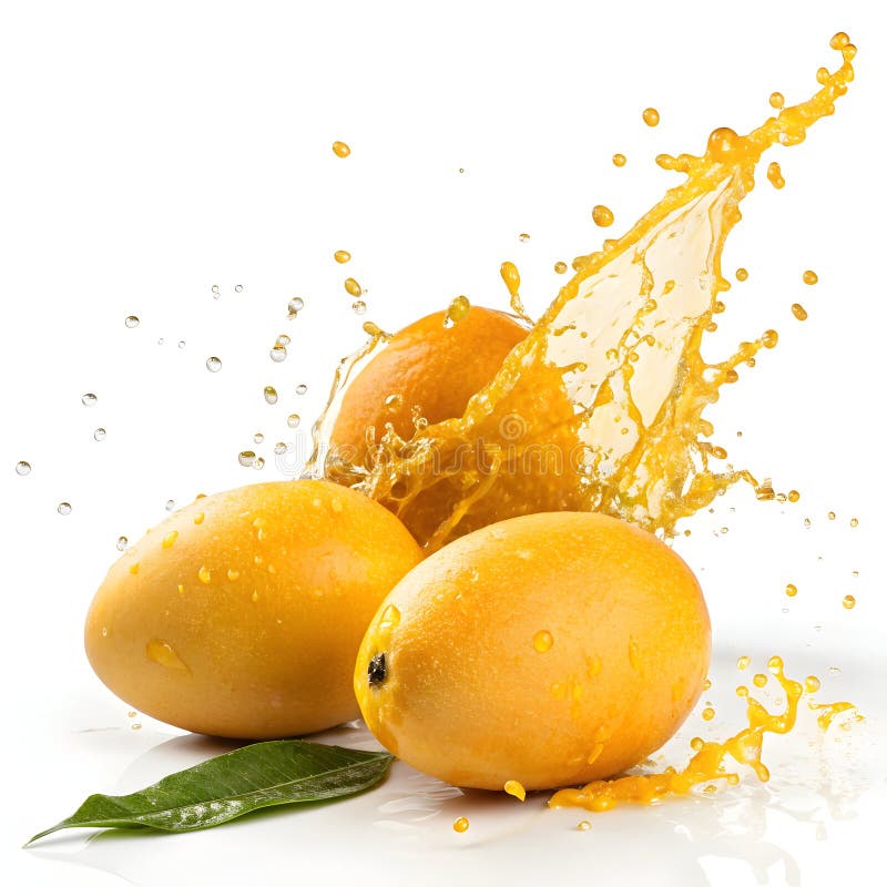 Mango in juice splash stock illustration. Illustration of tropical ...