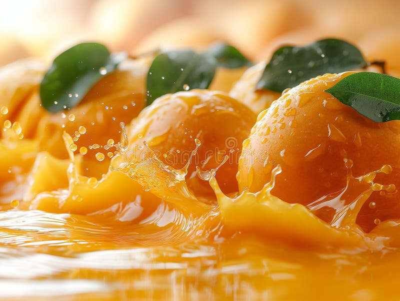 Mango Juice Splashes from a Mango, Splashes of Mango Juice on White ...