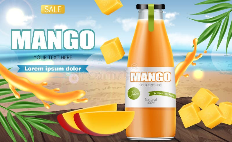 Mango Juice Vector Realistic. Product Placement Mock Up. Packaging ...