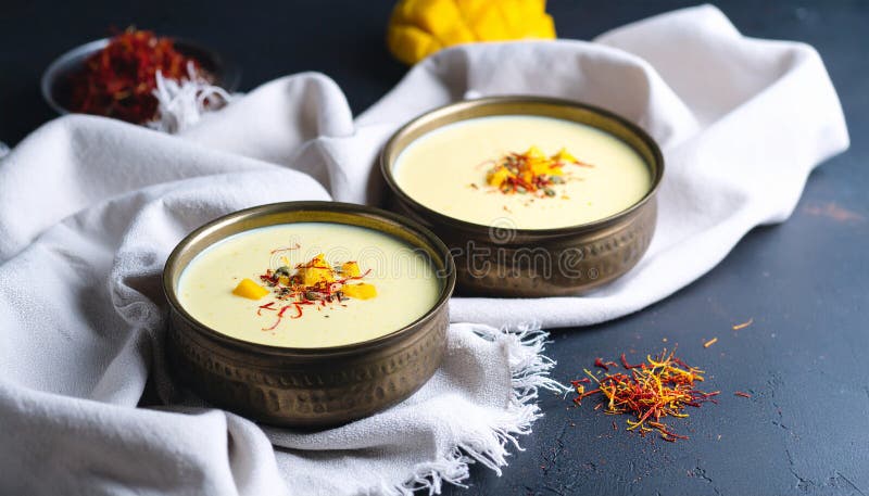 Mango Lassi Brass Bowl . Drinks Concept. Generated Image Stock Photo ...
