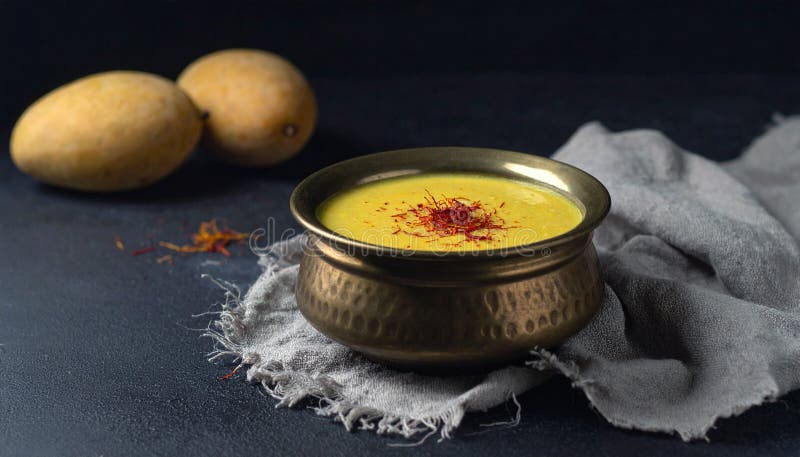 Mango Lassi Brass Bowl . Drinks Concept. Generated Image Stock Photo ...