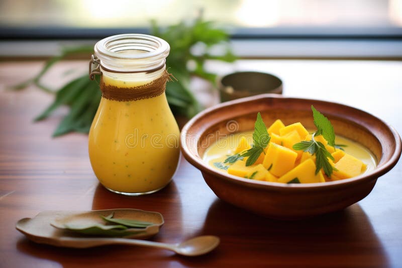 Mango Lassi in Traditional Clay Pot Stock Photo - Image of table ...