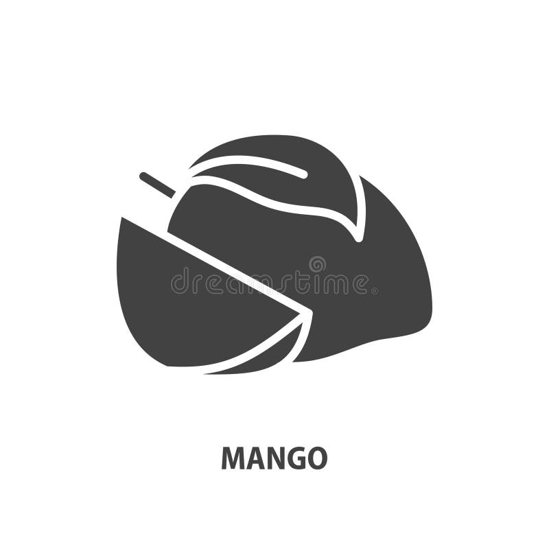 Mango with Leaf Glyph Icon. Fruit Symbol Stock Vector - Illustration of ...