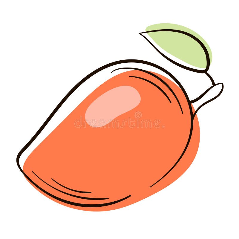 Mango Line Art. Mango Fruit Logo Vector Template in Flat Style. Hand ...