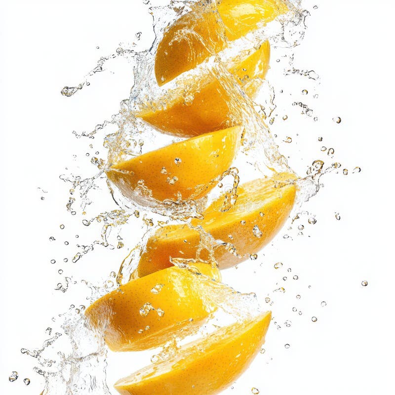 Mango and Mango Slices with Mango Water Splash Isolated on Transparent ...