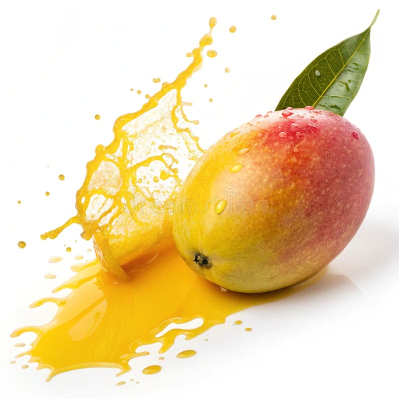 Mango and Mango Splash Isolated on Transparent Background Stock ...