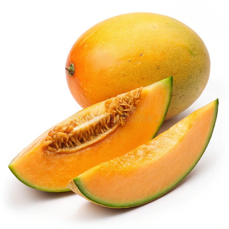 Mango and Melon Isolated on White Background Stock Illustration ...