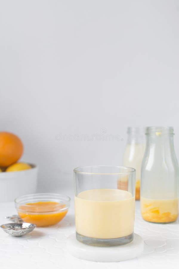 Mango Milk in a Classic Glass Milk Bottle, Mango Puree and Whole Milk ...